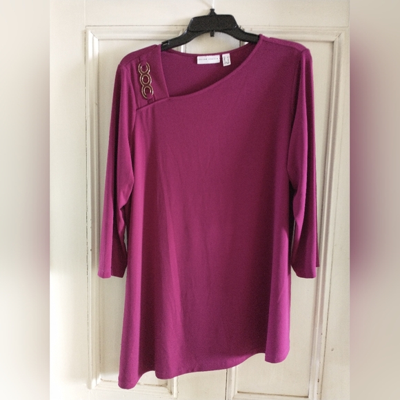 Susan Graver | Tops | Susan Graver Tunic Top Blouse Asymmetrical Hem ...